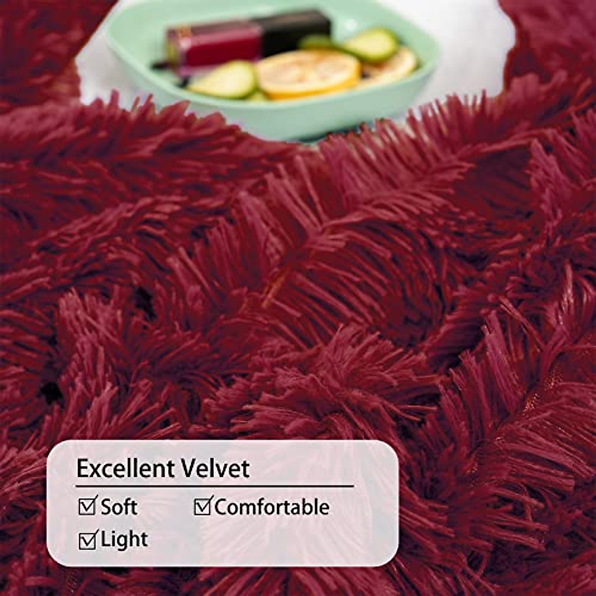 Dekoresyon Plush Duvet Cover Set, Luxury Ultra Soft Velvet Duvet Cover Set Fluffy Plush Shaggy Bedding Sets 4 Pieces (1 Duvet Cover + 2 Pillow Case + 1 Pillow Cover) Zipper Closure (Queen, Red)