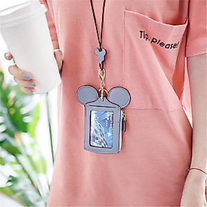 LEECCO Neck Pouch,Trend Small Travel Leather Student ID Card Holder Lanyard Neck Pouch Bag With Coin Wallet Purse for Students Women Kids Girls (Black)