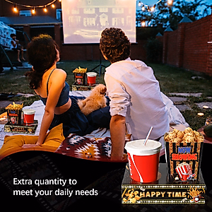 36 Pcs Movie Night Snack Trays Movie Theater Snack Boxes Movie Night Supplies Disposable Paper Snack Holder Kid's Movie Trays for Popcorn Food Candy Drink Party Family, 8 x 6 inch (Cute Pattern)