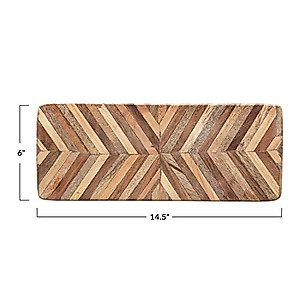 Creative Co-Op Mango Wood Cheese Chevron Pattern Cutting Board, 14.5" x 6", Natural