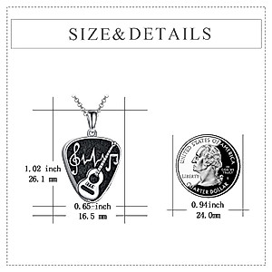 POPLYKE Guitar Pick Urn Necklaces for Ashes Sterling Silver Cremation Urn Necklaces Memorial Keepsake With Filling Tool