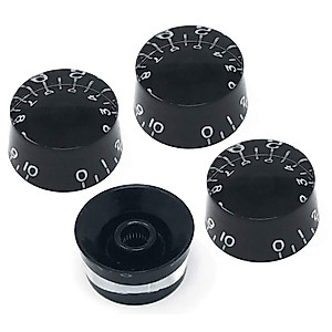 Vintage Forge Black Speed Knobs Compatible with Gibson Les Paul SG Electric Guitar (Set of 4) Fits 24 Fine-Spline USA (Imperial) Split Shaft Pots Recessed RS24US-BLK4