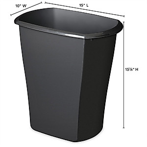 Sterilite 5.5 Gallon Rectangular Wastebasket, Open-top, Medium Sized Trash Can for the Bathroom, Bedroom, or Office, Black, 6-Pack