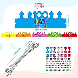 30 Pcs 100 Days Paper Crowns, 100 Day of School Rhinestones Paper Crowns for Kids 100 Days of School Decorations Party Hats for 100th Day Celebration Party Favors Supplies Classroom Decorations