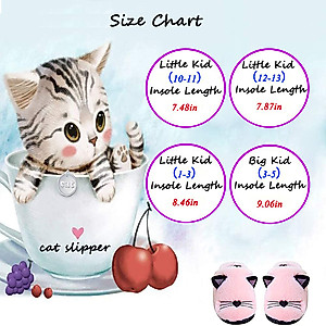 Boys Girls Warm Slippers Kids Family Cute Cat Household Anti-Slip Indoor Home Slippers (12-13 Little Kid, Pink cat)