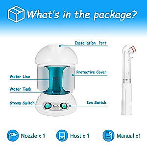 Facial Steamer DenniesCare Hot Mist Face Steamer Nano Ionic Table Top Mini Steamer Spa 360° Rotatable Sprayer Personal Care Use at Home or Salon Blue White