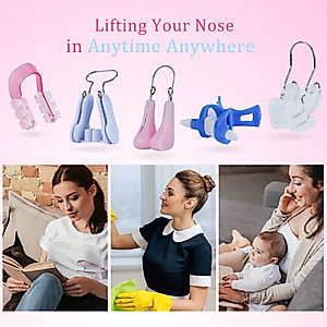 5 Pieces Nose Shaper Lifter Clips Nose Beauty Up Lifting, Pain Free Nose Slimmer Nose Bridge Straightener Corrector, Soft Safety Silicone Nose shaper Nose Lifter Tools for Women Girls