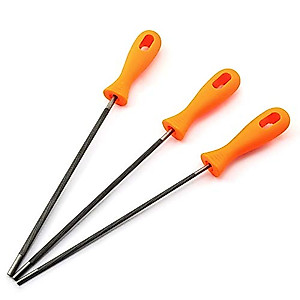 heyous 3pcs 5/32 Inches Chainsaw Chain Sharpening File Set Chainsaw Files Sharpener with Plastic Handle Woodworking Hand Tools