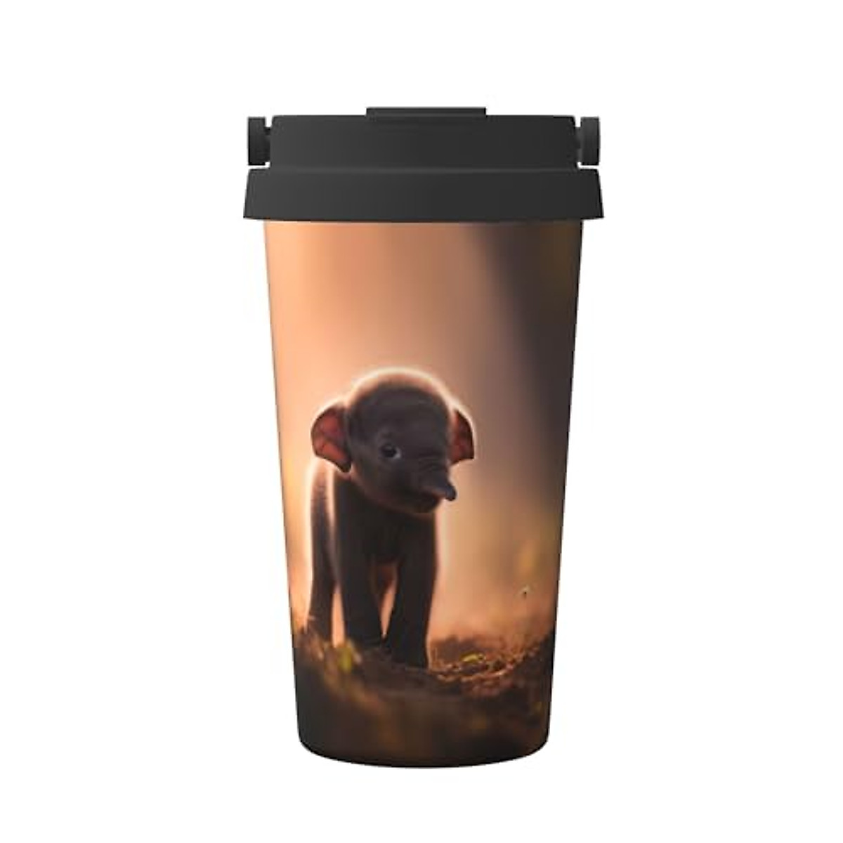 WANGXUEE African Elephant Print 500ml Stainless Steel Travel Tumbler Double Wall Vacuum Insulated Coffee Mug