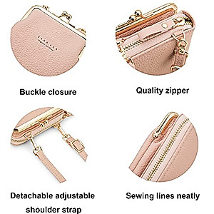 SUSIE ISLAND PU Leather Clasp Closure RFID Blocking Small Crossbody Cell Phone Bag Wallet with Credit Card Slots for Women (Blue)