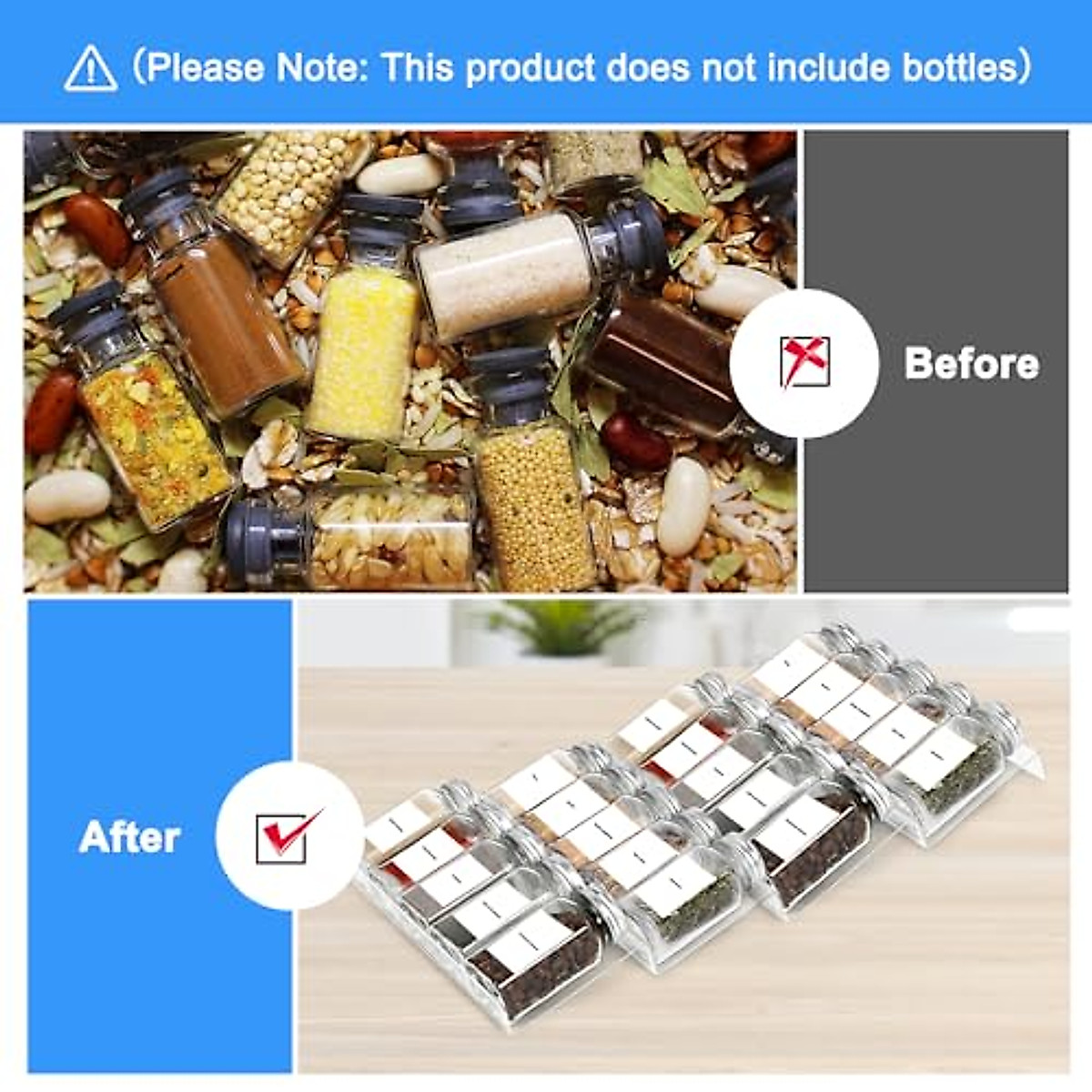 Vertexly Acrylic Seasonings Spice Rack,Acrylic Spice Drawer Organizer,4 Tier,for Drawer/Countertop,Organize and Display Your Spices,and Seasonings(Jars not included)