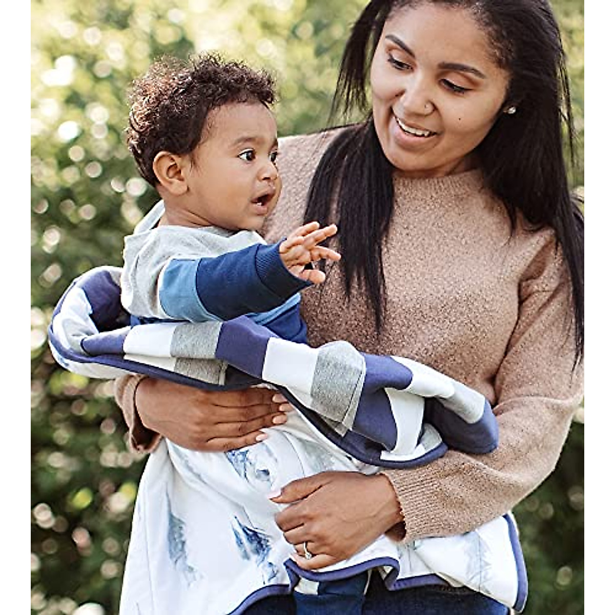 Burt's Bees Baby - Reversible Blanket, Multipurpose Nursery & Tummy Time Organic Jersey Cotton Baby Blanket (On the Road), One Size 30"x40"(Pack of 1)