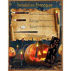 Qaeshi Floating Candles with Wand Remote, 10Pcs Magic Warm Flickering Flameless Hanging Candles,Battery Operated Window LED Taper Lights for Halloween Christmas Decor Home Party