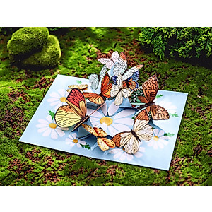 Liif Butterfly 3D Greeting Pop Up Thinking Of You Card, All Occasions, Sympathy, Just Because, Mothers Day, Birthday Card For Wife, Mom, Grandma | With Message Note & Envelop | Size 7" x 5"