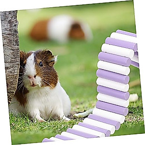 FUOYLOO Hamster Climbing Ladder Pet Toys Chew Toys Chinchilla Chew Toys Wood Rat Ladder Small Animal Climbing Toys Ladder Bridge Hanging Hamster Swing Hamster Accessory Blue Parrot