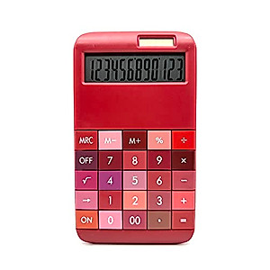 AOAILION Colorful Calculator Solar and Battery Dual Power with 12-Digit LCD Display and Big Button,Red Calculator for Women and Girls (Red)