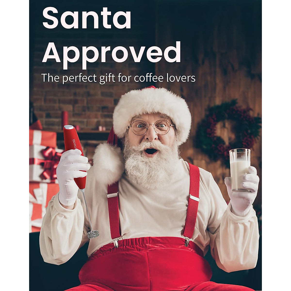 Elementi Milk Frother Handheld Double Whisk - Coffee Frother Electric Stirrer, Matcha Whisk & Drink Mixer Handheld - Frothing Wand - Electric Whisk For Coffee (Hot Pink)