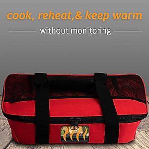 HOTLOGIC Food Warming Tote, Casserole Carrier 120V, Red
