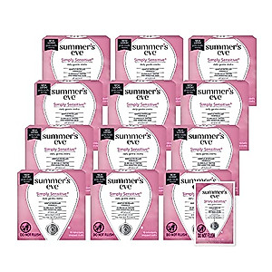 Summer’s Eve Simply Sensitive Daily Gentle Feminine Wipes, pH balanced, 16 Count, 12 Pack