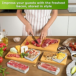 Cheese Container for Refrigerator, 2 Pack 304 Stainless Steel Airtight Deli Meat Storage Containers with Lids for Fridge, Dishwasher Safe Food Storage Containers Fridge Organizers and Storage(42 OZ)