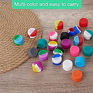 Silicone Wax Container 3ml 50 Pieces Non-Stick Silicone Jars Wax Concentrate Container with Wax Carving Tool and Silicone Mat for Home Travel Business, Random Color