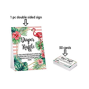 Diaper Raffle Tickets and Sign Baby Shower Games, Decorations, Party Favors For Baby Showers – 1 Sign, 50 Cards per Pack(DIAPER-D005)
