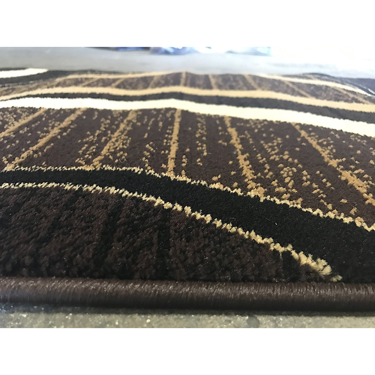 Modern Runner Contemporary Area Rug Dark Brown Black Beige Carpet King Design 344 (2 Feet X 7 Feet 3 Inch )