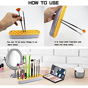 ANRONCH Silicone Makeup Brush Holder, Multi-Purpose Desktop Organizers Make up Brush Stand Holder 5D Diamond Painting Pen Holder Sewing Tool Storage Box Desktop Storage Box for Brush,Painting Brush