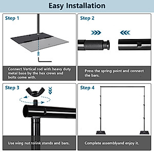 SLOW DOLPHIN Pipe and Drape Photography Backdrop Stand Kit Adjustable Photo Background Stand 10ft x 10ft with Metal Base for Parties Weddings Birthday Party Events Photo Booth