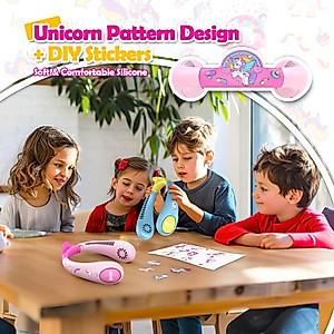 Kids Neck Fan, Portable Bladeless Neck Fan for Kids, 2600mAh Rechargeable Cooling Fan for 4-14Y Girls Boys with Unicorn Stickers, 4 Speeds & Lightweight Wearable Quiet Fan for Study/Camping/Travel