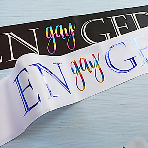Magnusson's Garden Engayged Sash, Bride, Groom to Be Sash Gay Pride Lesbian Wedding Shower Bachelor Bachelorette Party Same Sex Wedding Engagement Decor, LGBTQ Pride Month Parade Accessory