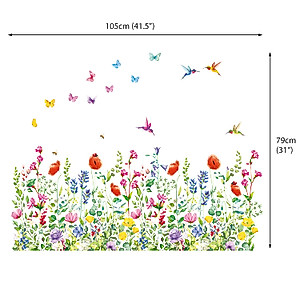 DECOWALL SG2-2114 Garden Flower Wall Stickers Birds Plants Floral Decals Removable for Nursery Bedroom Living Room Art Home Mural Decoration Decor