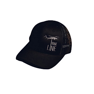 Nine Line Black Snapback Dropline Hat - Adjustable Trucker Baseball Cap with Mesh - Embroidered American Flag and Dropline Logo - Unisex Outdoors Tactical Hat