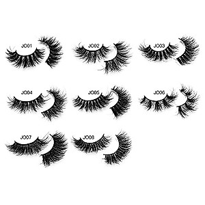 HBZGTLAD 7Pairs 3d Mink Dramatic Volume Lashes Bulk Faux Thick Long Wispy Natural Mink Lashes Pack Short Wholesales Natural False lashes (JO06)