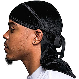 Veeta Superior Velvet Durag - Soft Velvet Durags for Men & Women, Long Double Wide Straps, Silky Durag Liner, Triple Stitched