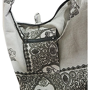 Lovely Creations Hippie Boho New Elephant Crossbody Bohemian Gypsy Sling Shoulder Bag Medium Size (A Gray)