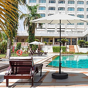 Simple Deluxe 20 Inch 50lbs Weight Capacity Heavy Duty Fillable Market Patio Umbrella Round Base Stand with Holder for Outdoor Lawn, Garden, Yard, Deck, 20inch, Black