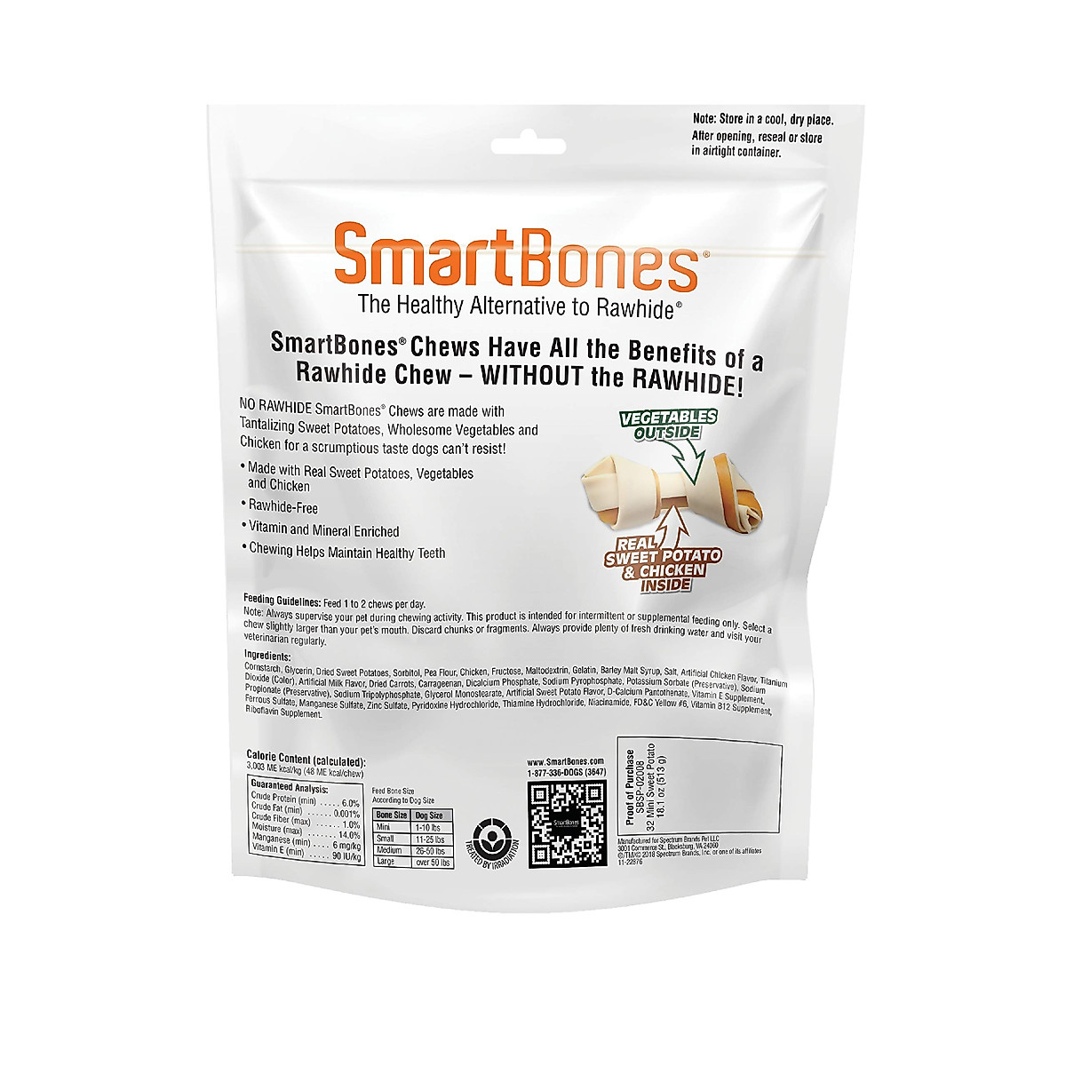 Smartbones Mini Chews with Real Sweet Potato 32 Count, Rawhide-Free Chews for Dogs