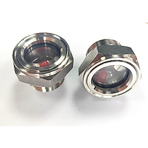 3/4'' NPT Male Hex Head Stainless Steel Oil Sight Glass Liquid Level Gauge Oil Indicator Window For Air Compressor Gearbox Fittings Hydraulic Tank Sight Glass (3/4'' NPT Male)