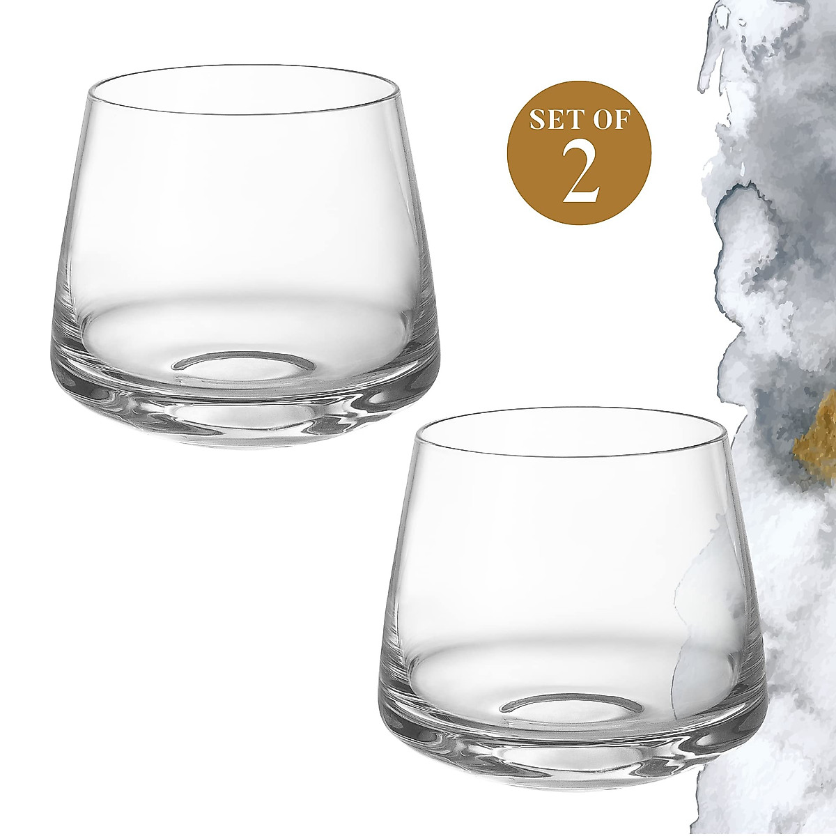 Lumi and Numi Set of 2 Whiskey Glasses – 12 Oz. Scotch & Bourbon Glass – Handblown Lead-Free Crystal for Entertaining and Gifting