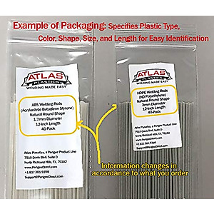 HDPE Polyethylene Plastic Welding Rods-Natural (White)-10 Feet (10-Pack of 12-Inch, 1/8in or 3mm Dia)