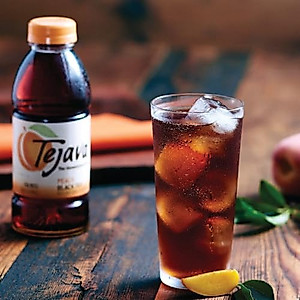 Tejava Peach Black Tea, 6 Pack 16.9 oz PET, Unsweetened, Ready-to-Drink Premium Iced Tea
