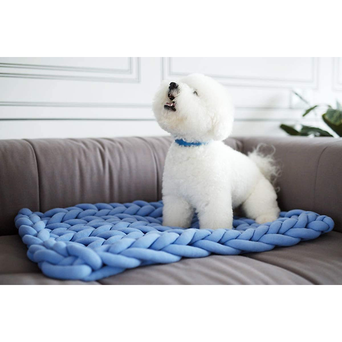 clootess Arm Knitting Yarn Chunky Braid Cotton Yarn for Handmade DIY Throw Blanket Pet Bed,Machine Washable,Blue 3 lbs