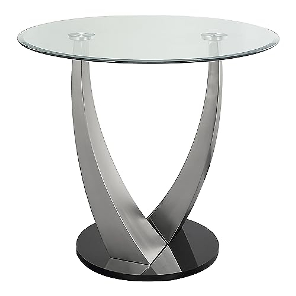 24/7 Shop at Home Brinley Modern Glass Top Counter Height Table, Pedestal Base, Seat 4 for Dining Room, Kitchen, Silver and Black