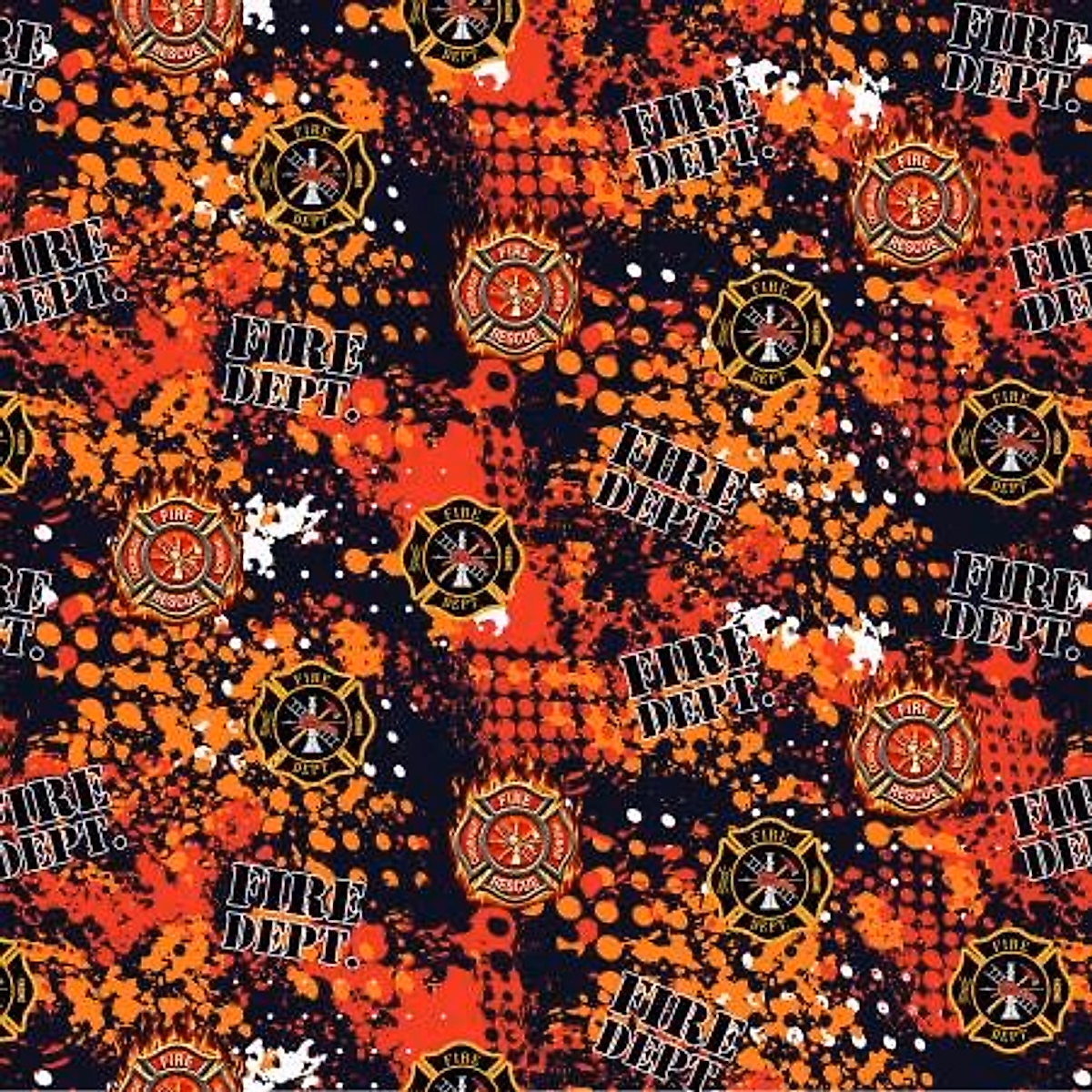 SYKEL ENTERPRISES Firefighter Fabric, by The Yard, Fire Dept Firefighters Seal, Sykel Enterprises, FIREFIGH-1180, Quilting Cotton, BTY