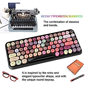 FELICON Multi-Device Wireless Bluetooth Keyboard,Mini 84-Key Retro Round Keycaps Wireless Bluetooth Keyboard, Ergonomic Design Compatible with PC, Computer, Laptop