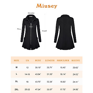 Miusey Tunic Sweatshirts for Women Long Zip Up Hoodies Long Sleeve Draped Shirts for Leggings Business Casual Clothes with Pockets Wine Medium
