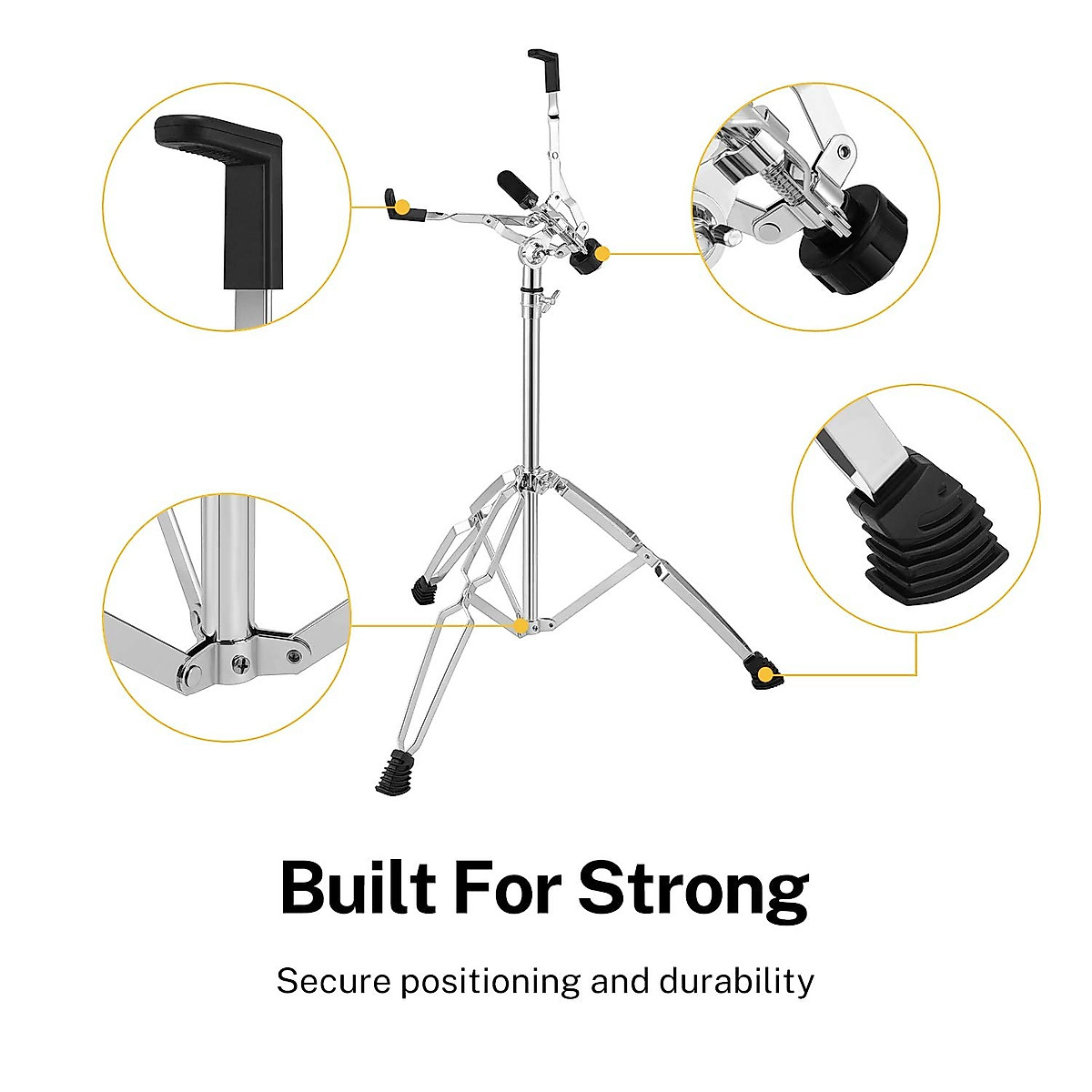 Donner Snare Drum Stand, Adjustable Snare Stand Double Braced Extended with Drum Stick Holder Fit 10''-14'' Dia Drums, Drum Pads, Height Range 26-40 Inches