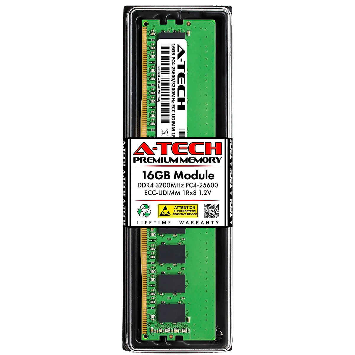 A-Tech 16GB RAM Replacement for Dell SNPR1WG8C/16G, AB663418, R1WG8, 0R1WG8 | DDR4 3200MHz PC4-25600 1Rx8 ECC Unbuffered UDIMM Single Server Memory Module