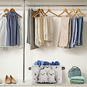 senya Halloween Storage Basket, Cute Little Ghosts Foldable Fabric Collapsible Storage Bins Organizer Bag for Storage Clothes